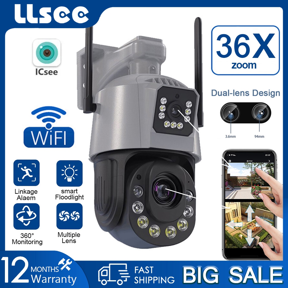 LLSEE icsee 4K 8MP WIFI CCTV outdoor wireless camera 360 degree, 36X ...