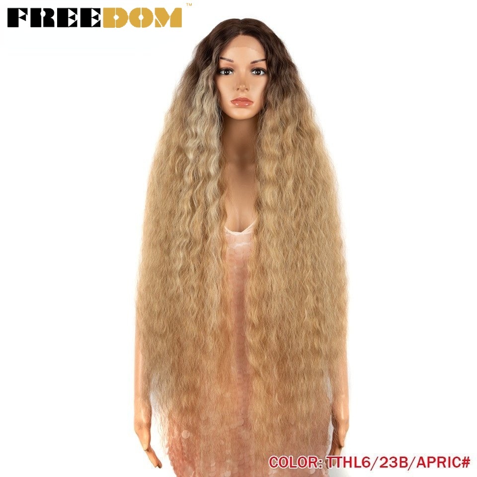 FREEDOM Loose Wave Fake Hair Synthetic Wigs For Black Women Blonde ...