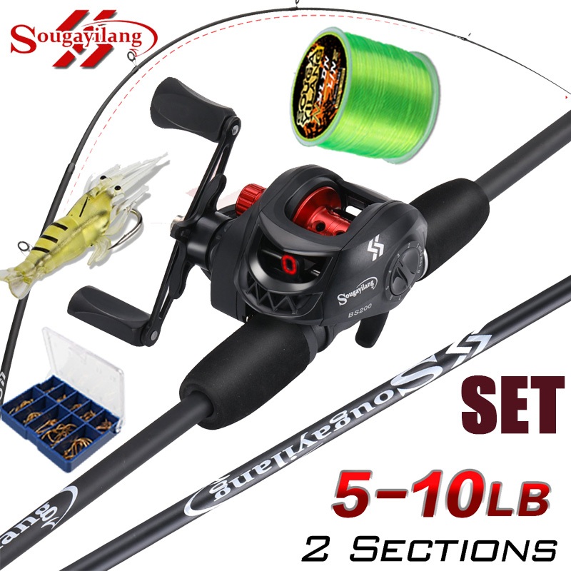 Sougayilang 1.8m 2 Sections Fishing Rod Fishing Reel Fishing Line ...