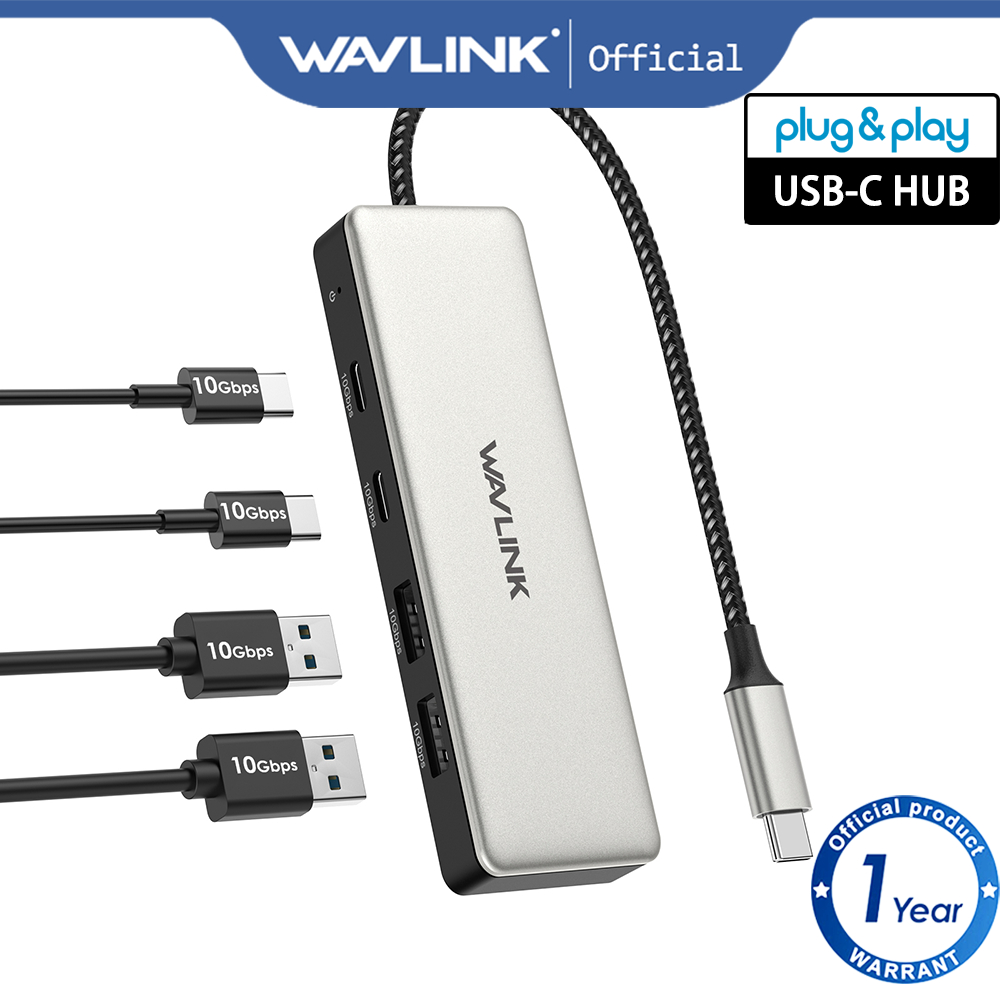 WAVLINK USB C 10Gbps Hub 4 Port SuperSpeed Aluminum Multiport Adapter ...