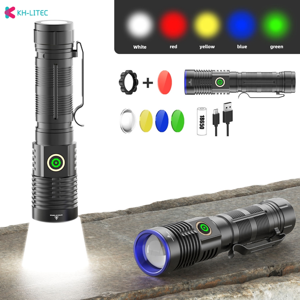 High Power 5 Colors White Laser Flashlight Super Bright LED Spotlight ...