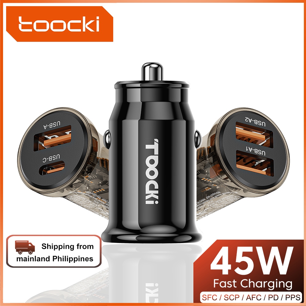 Toocki 45W Mini Car Charger QC 4.0 Quick Charge Dual USB Type C Car ...