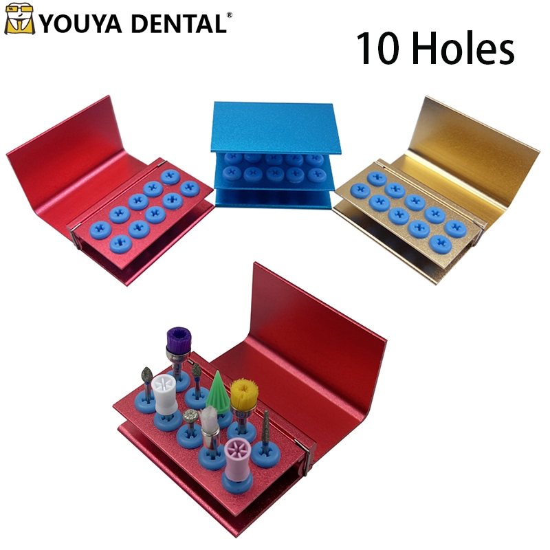 10 Holes Dental Burs Holder Block Case for High Speed Burs& Low Speed ...