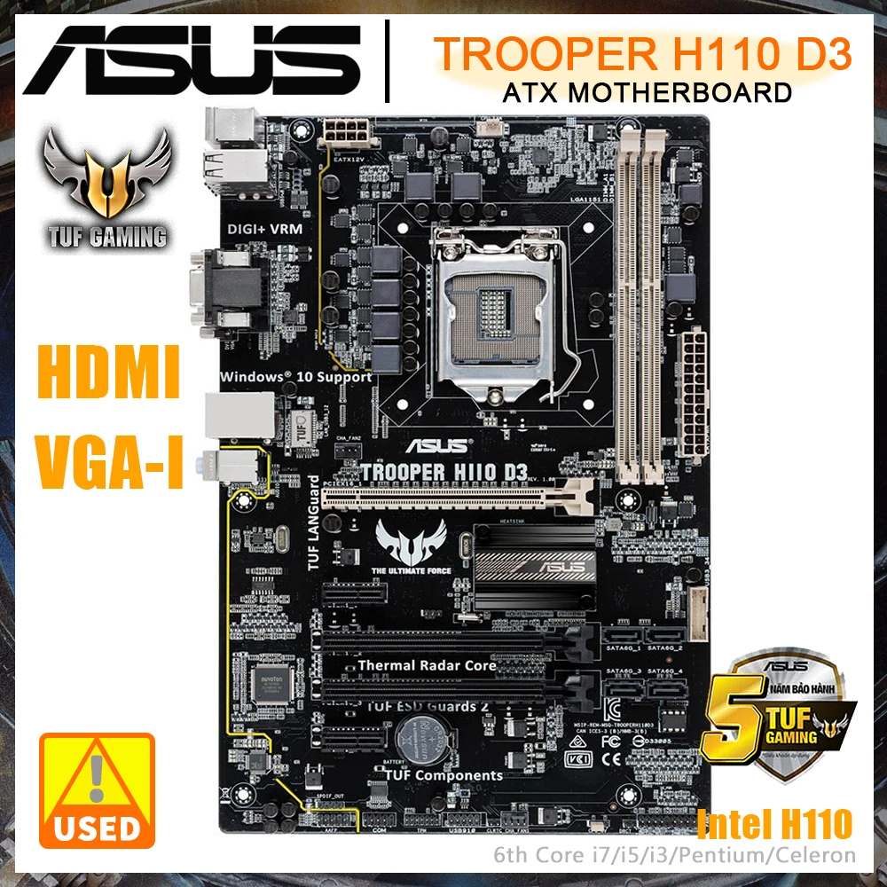 ASUS TROOPER H110 D3 Motherboard Use Intel H110 Chipset LGA1151 Socket ...