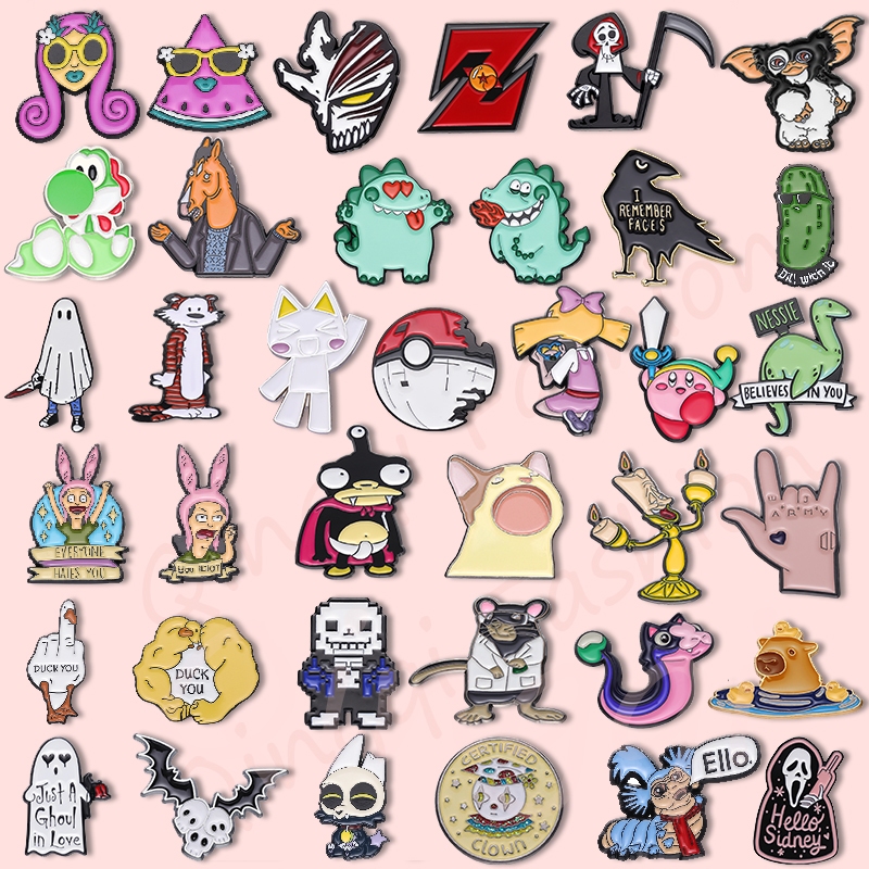 Cute Anime Figures Metal Enamel Pins Brooches Backpack Collar Lapel ...