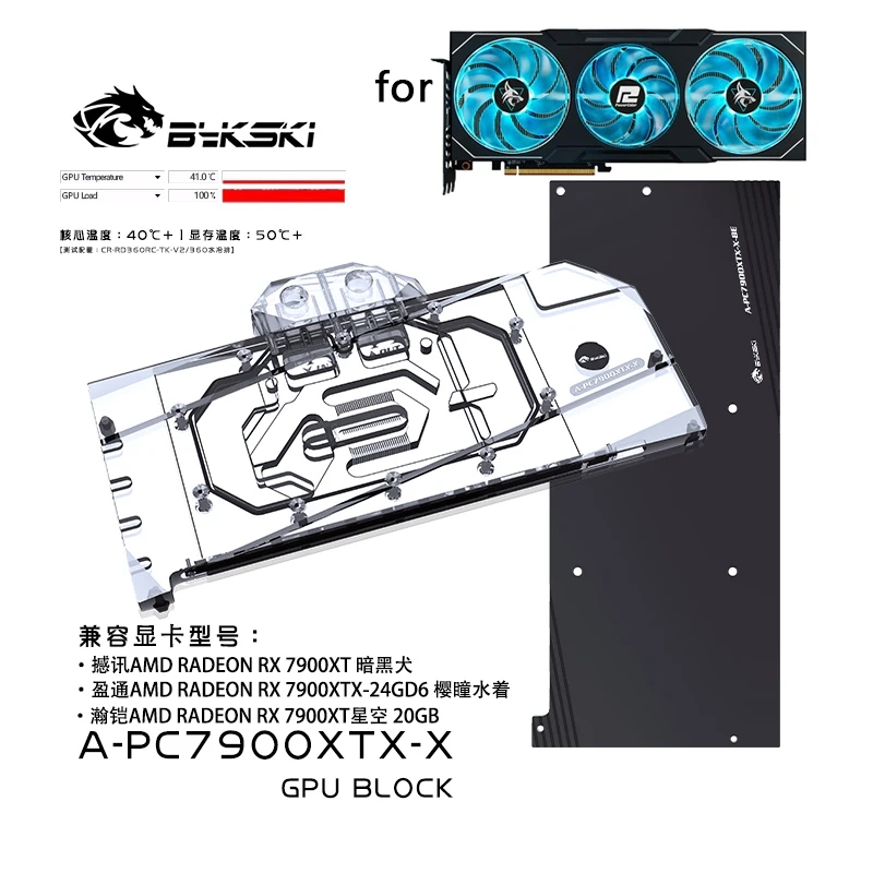 Bykski Water Block Use for PowerColor AMD Reference Edition/Radeon RX ...