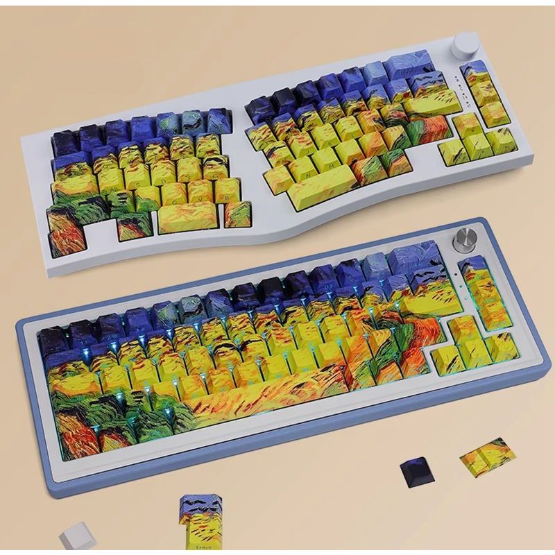 【Keycap Only】Van Gogh Wheat Field with Crows Side Engraving Shine ...