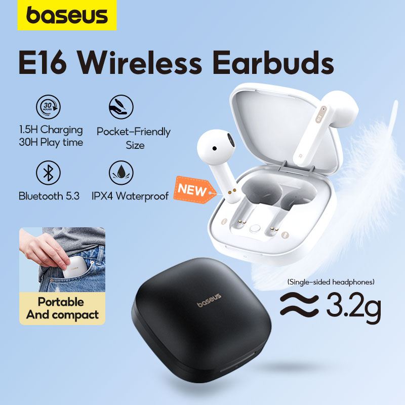 Baseus E16 True Wireless Earbuds TWS Bluetooth 5.3 with IPX4 Waterproof ...