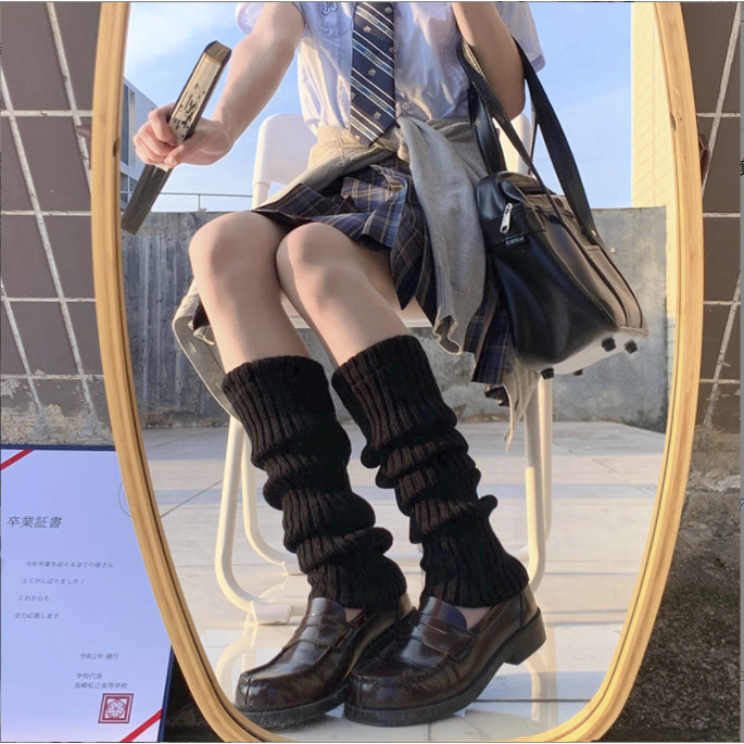 Lolita Solid Color Socks Set for Autumn Girls' New Winter Warm Calf ...