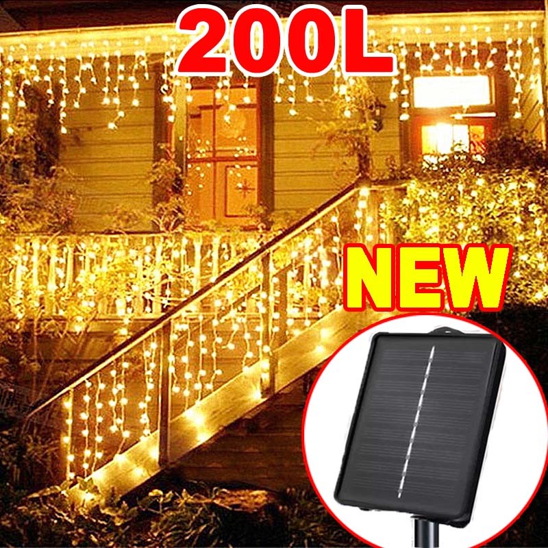 Ligyetor Solar Fairy Icicle Lights LED Outdoor Waterproof Christmas ...