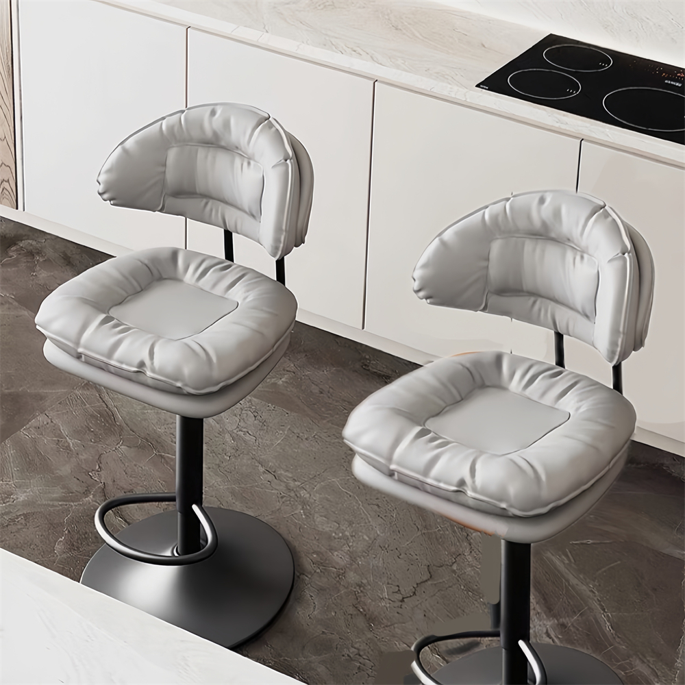 2pcs Bar Stools Swivel Upholstered Pub Chairs 3-level Gas Lift ...