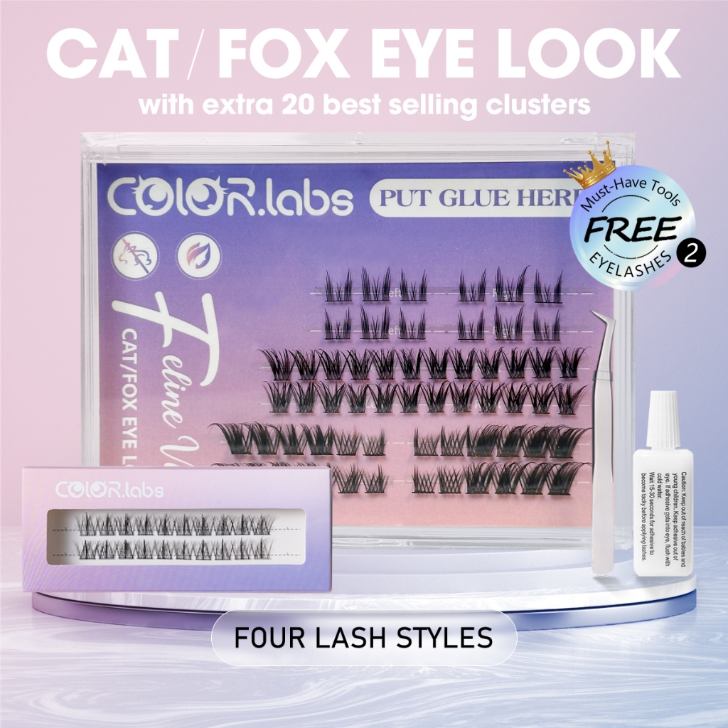 COLOR.Labs Cluster Eyelashes CAT/FOX Eye Look + Freebies(20x Best ...