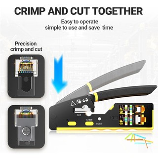 AMPCOM RJ45 Crimper Pass Through RJ45 Crimping Tool For CAT6 CAT5E Pass ...