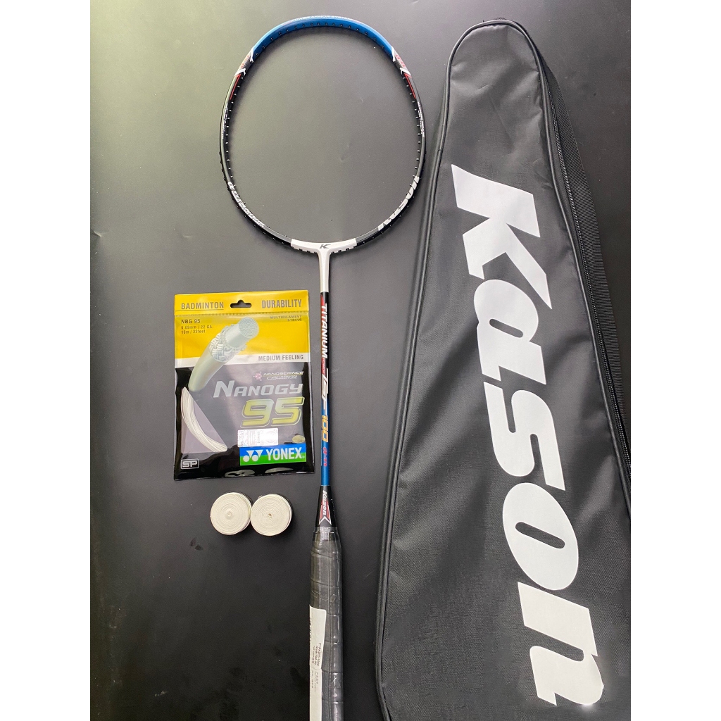 【Ready Stock】 Kason Badminton Racket TSF-105Ti White Blue High Pound ...