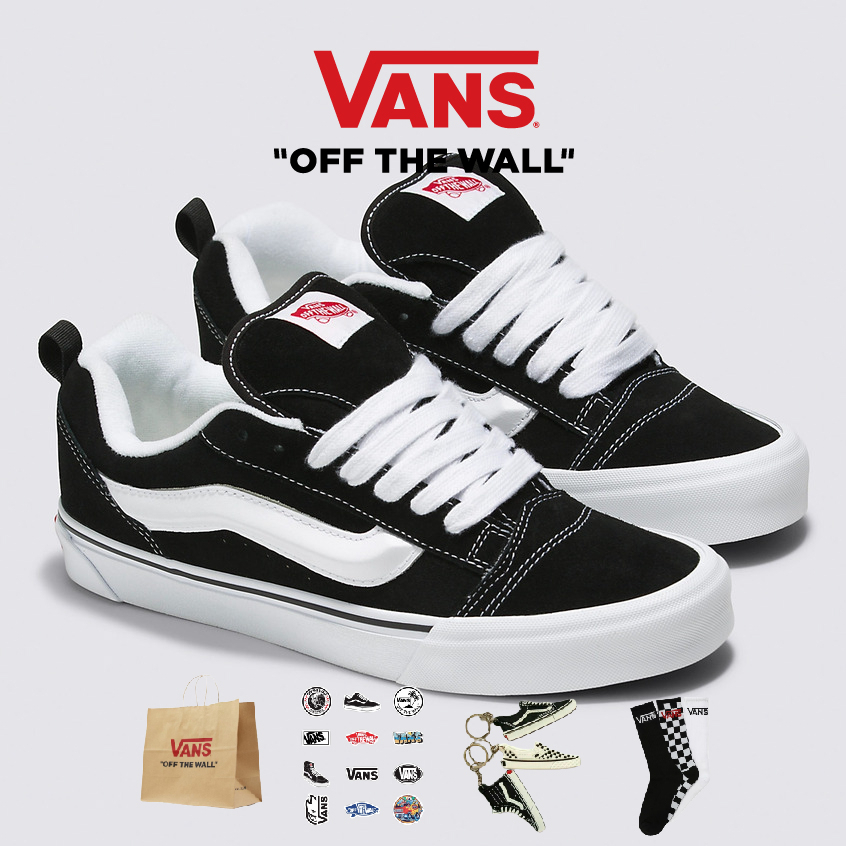 Vans Knu Skool black and white bread shoes Canvas shoes Low-Top Casual ...