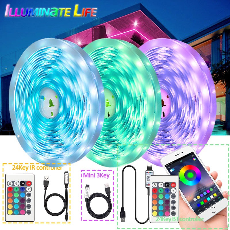 Illuminate led strip 5M 90Leds 18LED/M 5V USB 5050 SMD 5M RGB Led Light ...