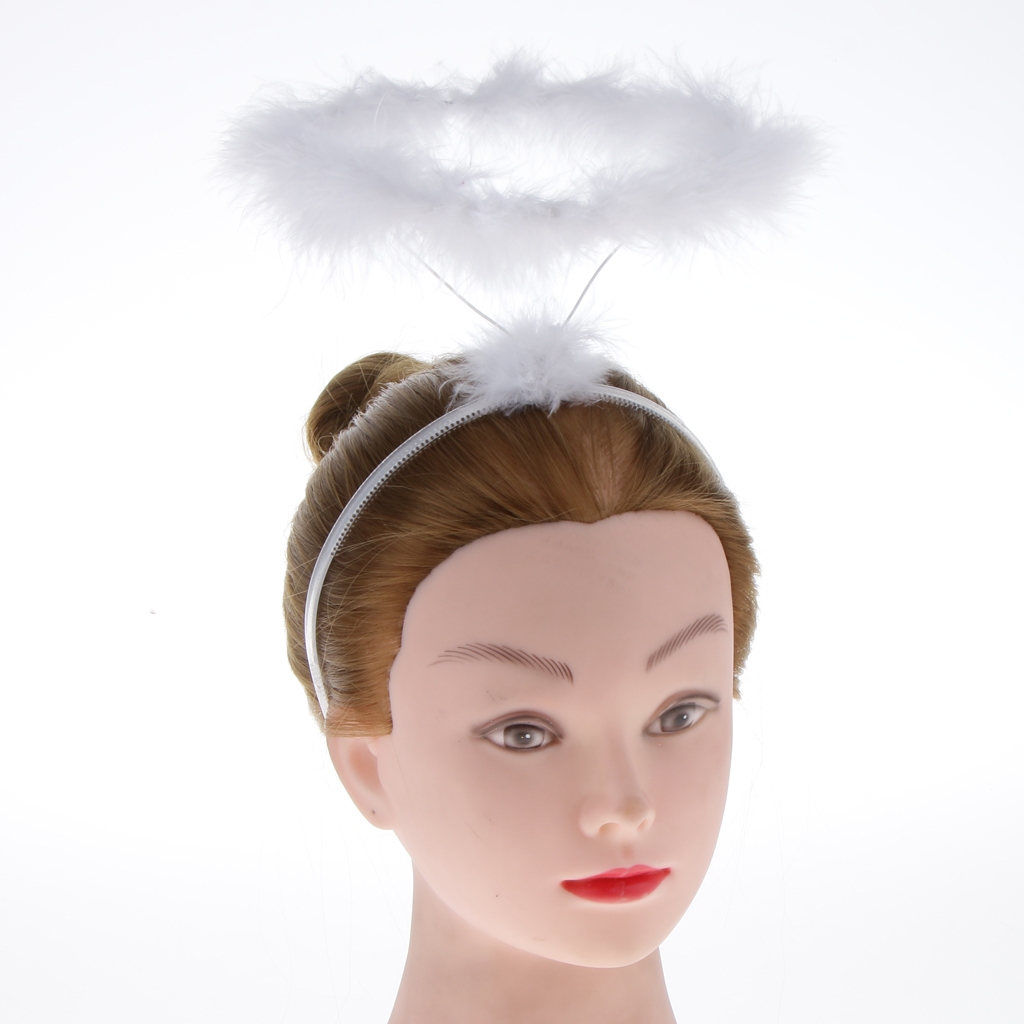 Children White Angel Halo Headband Angel Feather Headdress Cosplay ...