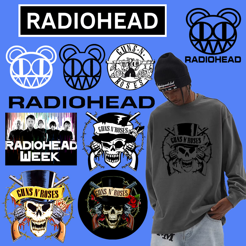 Radiohead LOGO Heat Transfer Sticker G N Roses T-shirt DIY Decoration ...