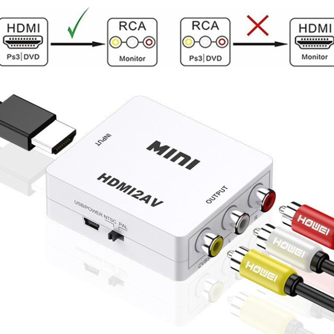 HDMI to AV Cable HD Video Converter Small White Box AGA to AV ...