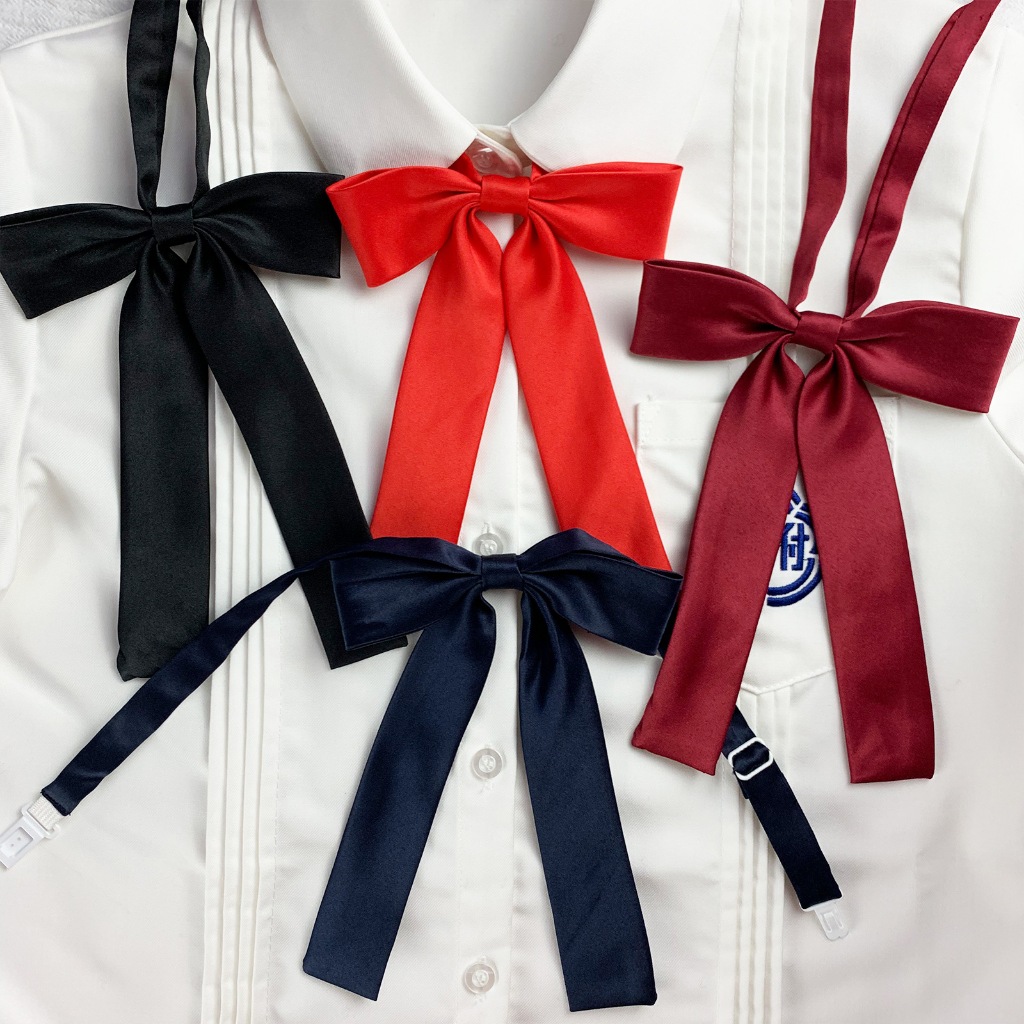 Women Solid Color School Girls JK Uniform Long Bowtie Tie Students ...