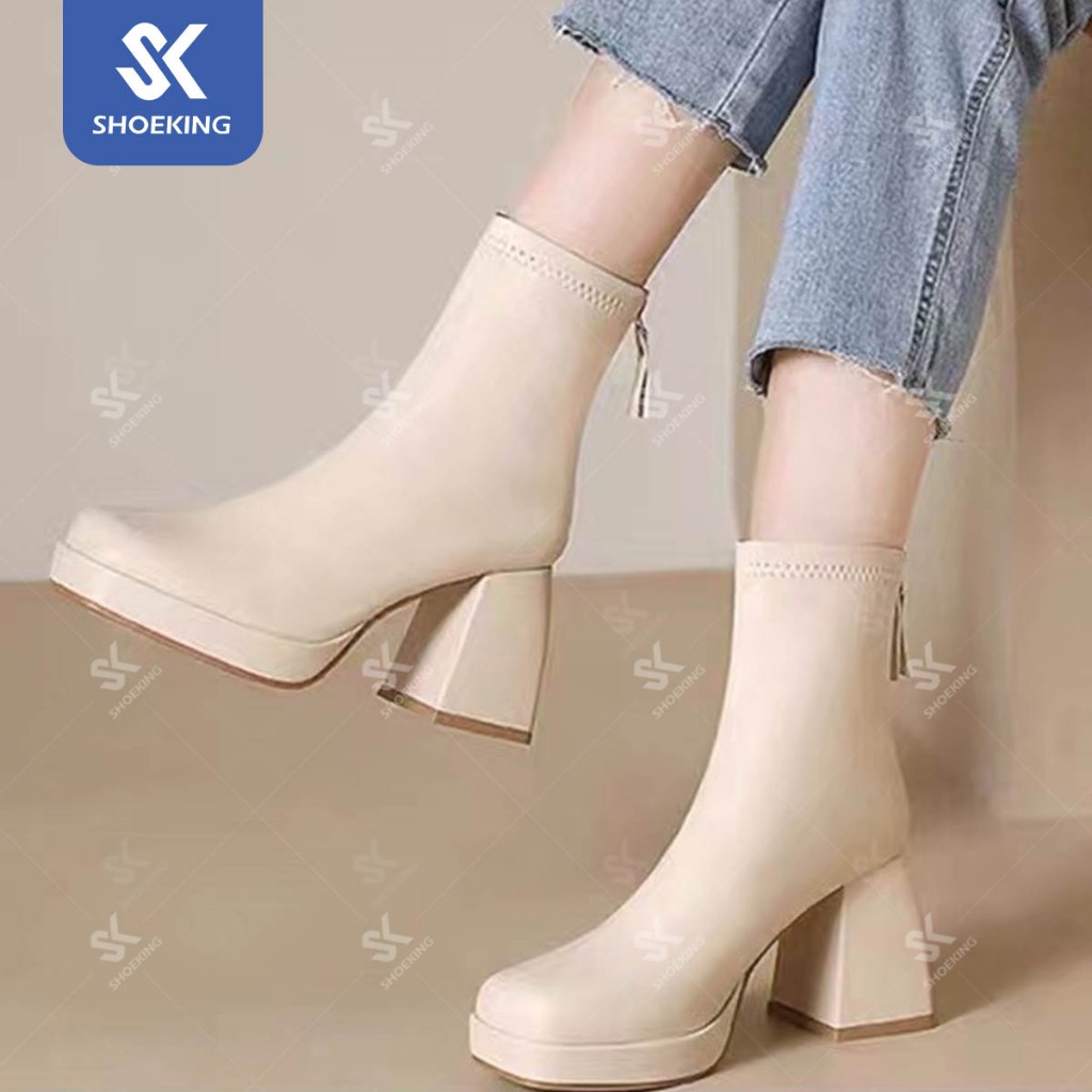 9CM Long legged~High heeled short boots women's platform shoe thick ...