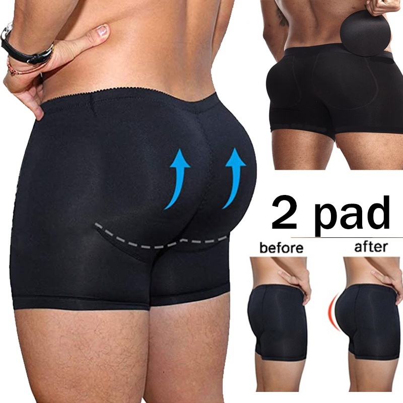 Men's Boxer Briefs Body Shaper with Removable Sponge Pad Bum Lifter ...