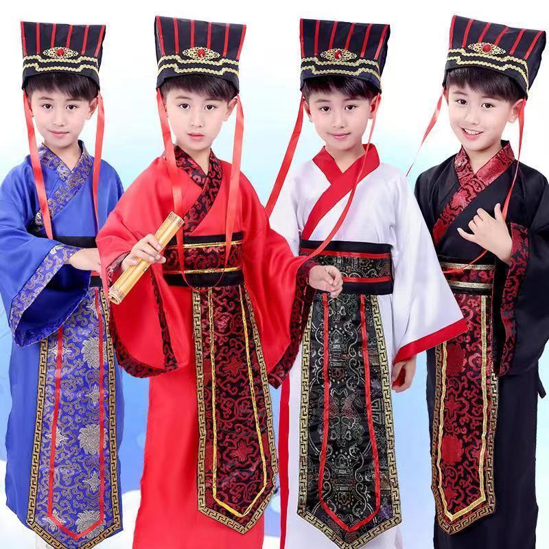 Chinese Hanfu robe ancient scholar student costumes children adult ...