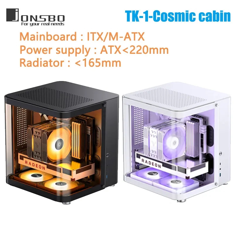 JONSBO TK-1 M-ATX/ITX Mini PC Case Ring tempered glass side transparent ...