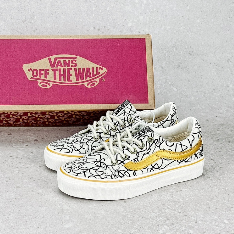 Vans SK8 Textured Waves Beige Black Gold Low-Top Casual Sneakers ...