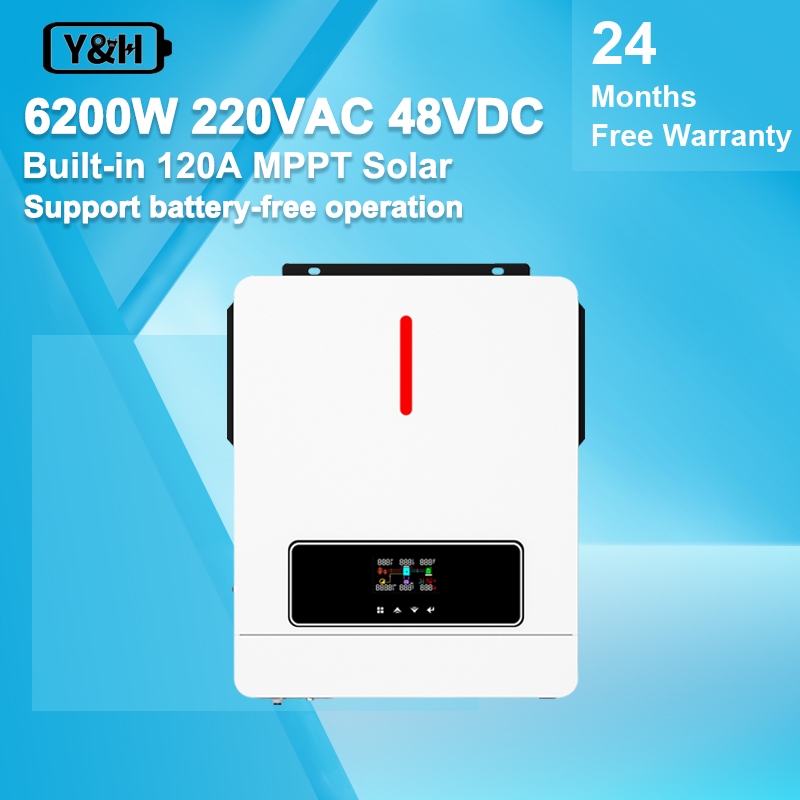 Y&H 6.2KW On/Off-Grid Solar Hybrid Inverter 48V AC220V Two Load Output Power MPPT 120A Solar ...