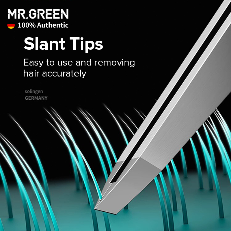 MR.GREEN Stainless Steel Eyebrow Tweezers Tight Slant Tips for Removing ...