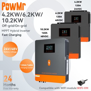 PowMr MPPT 4.2KW/6.2KW/10.2KW Off-grid/On-grid Solar Hybrid Inverter 230VAC MAX PV Input 150 ...