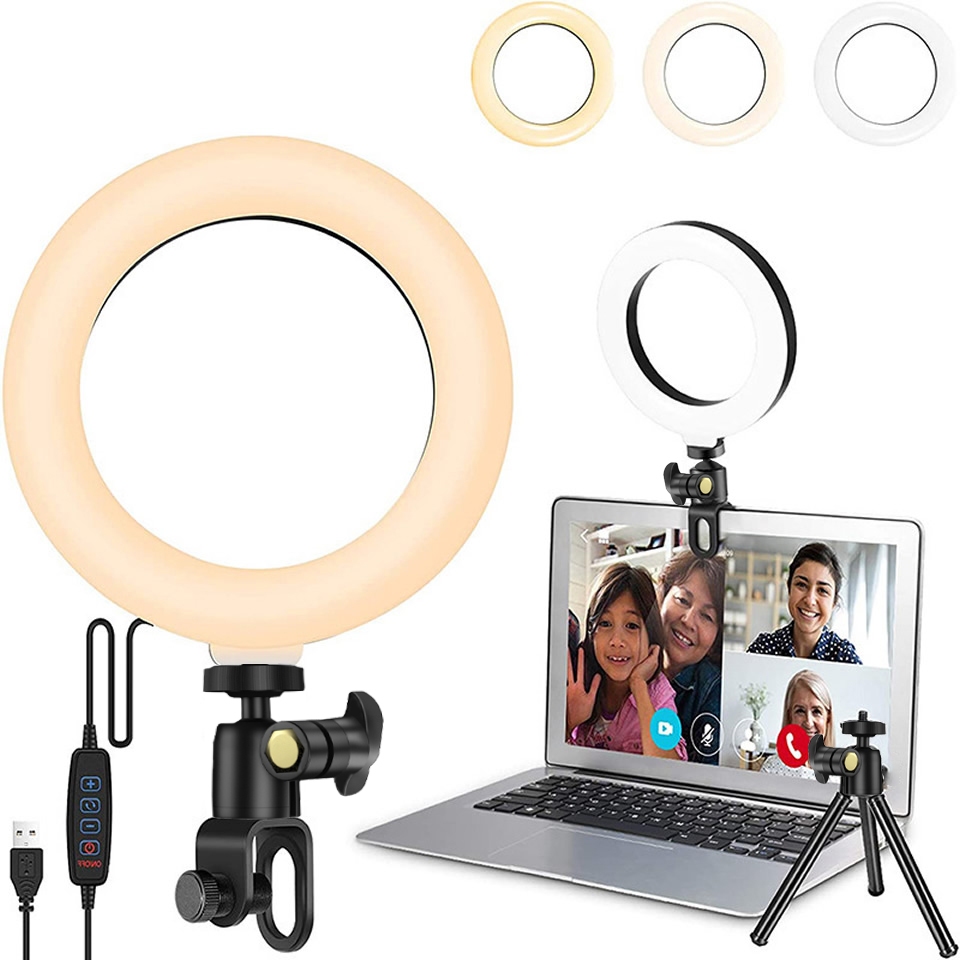 6.3 Inch LED Ring Lights Round Lamp Selfie Live Streaming USB Desktop ...