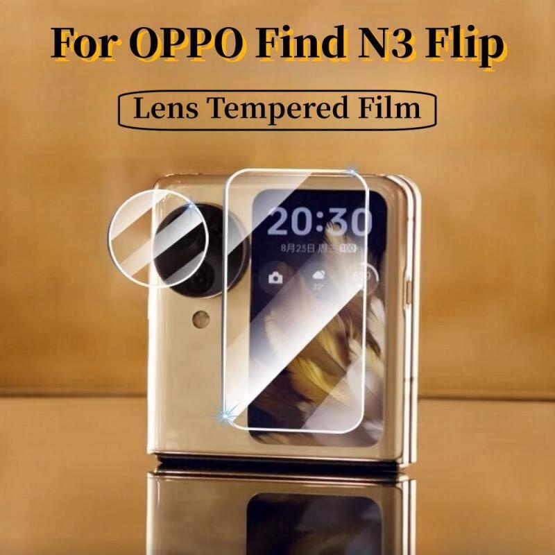 2in1 3D Camera Lens Protector For Oppo Find N3 N2 Flip Clear Tempered Glass Screen Protector For ...