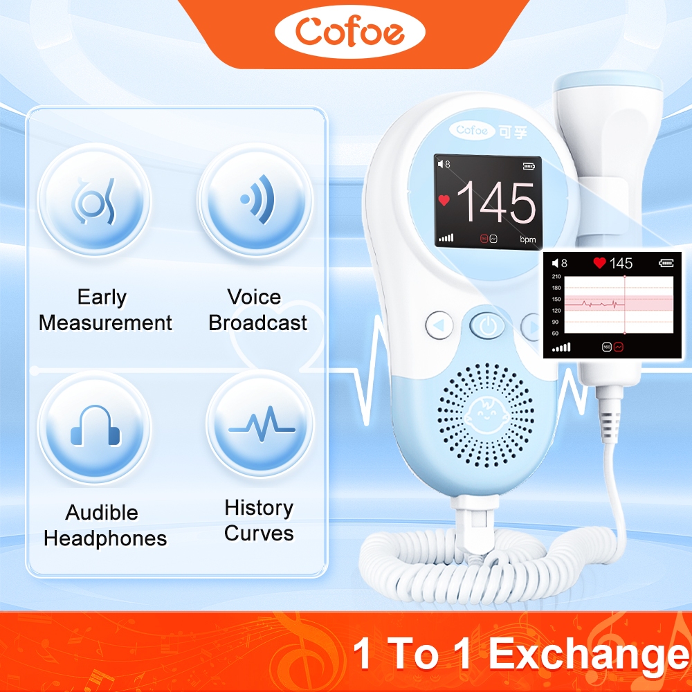 Cofoe Fetal Doppler Heart Rate Monitor Pregnant Heartbeat Instrument For Pregnancy | Shopee ...