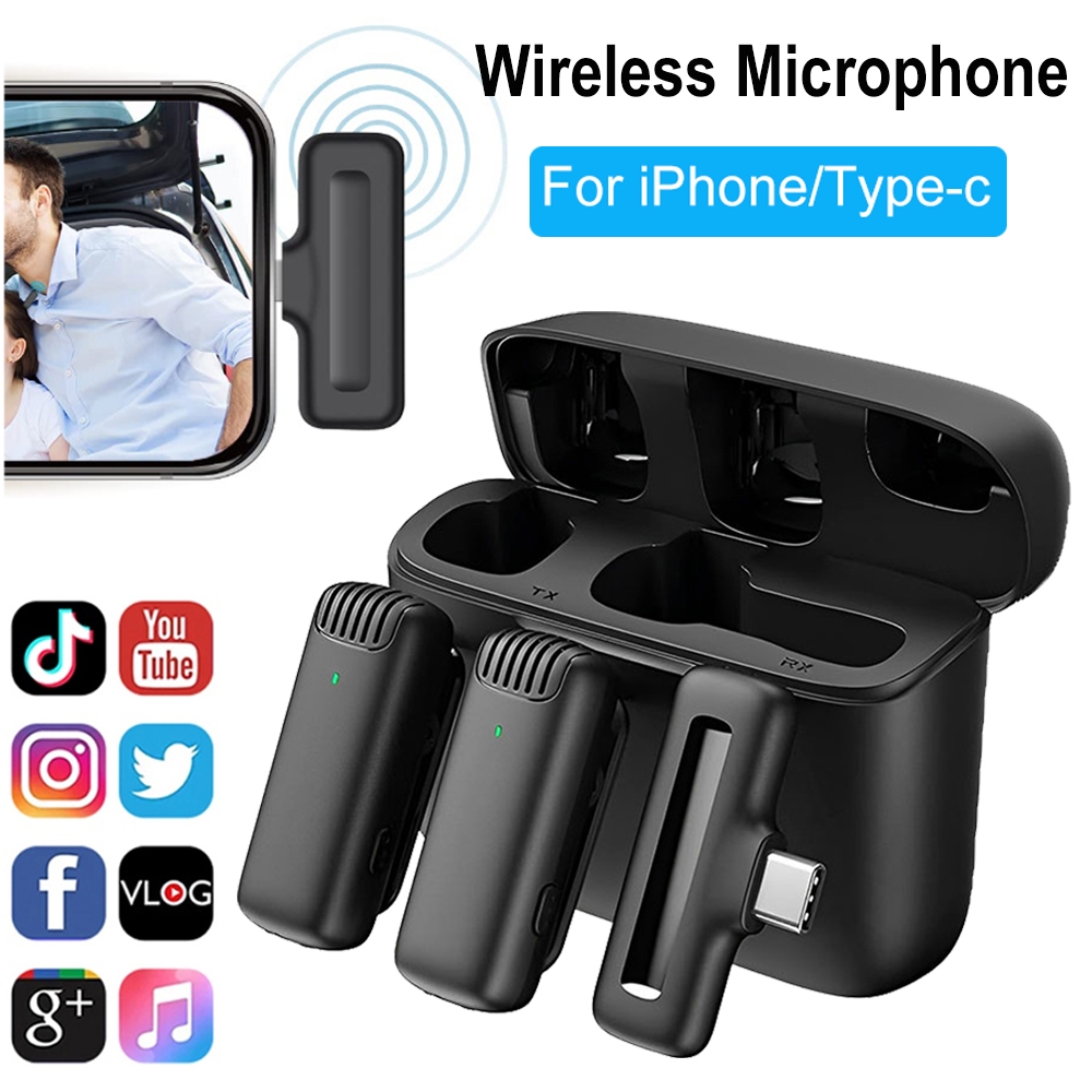Wireless Microphone for phone Live Vlogging Mic with Charging Case ...