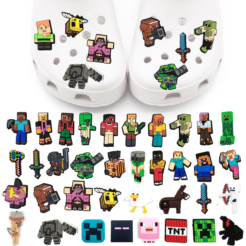 Hot 1pcs Minecraft Series Croc Shoes Charms Cartoon anime DIY ...