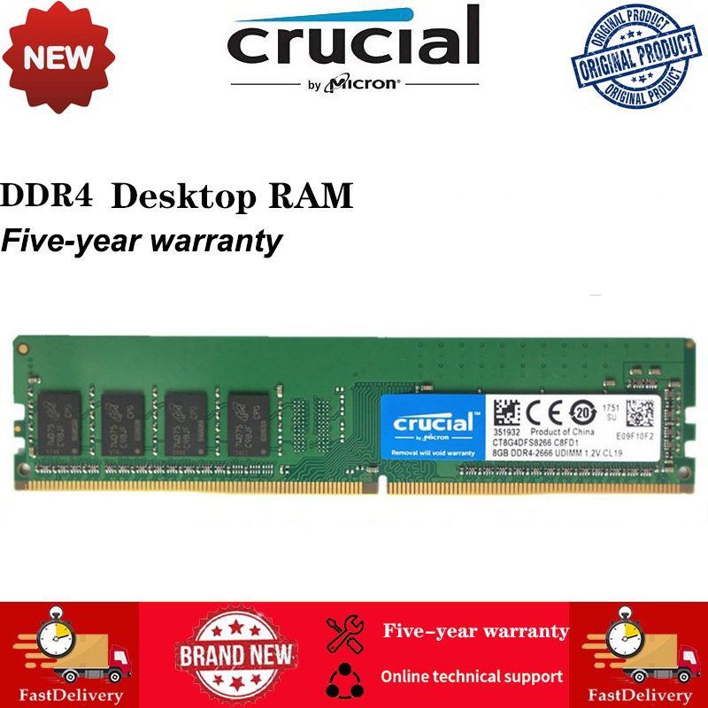 Crucial Desktop RAM 4gb 8gb 16gb ddr4 2133mhz 2400mhz 2666mhz 3200mhz PC4-2666 288Pin No-Ecc ...