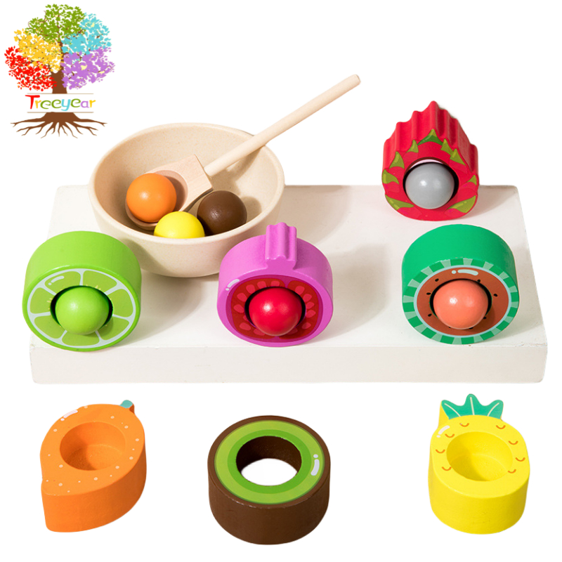 Treeyear Toys & Games Wooden Fruit and Balls Color Match, Sorting Toy ...