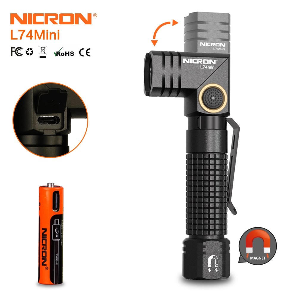 Nicron Flashlight L74 Mini 400lumens 6 Modes Dual Fuel Mini LED Torch ...