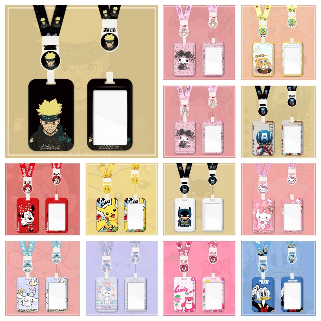 Cartoon ID lace with Retractable ID Clip Lanyard Key Clip Office School ...