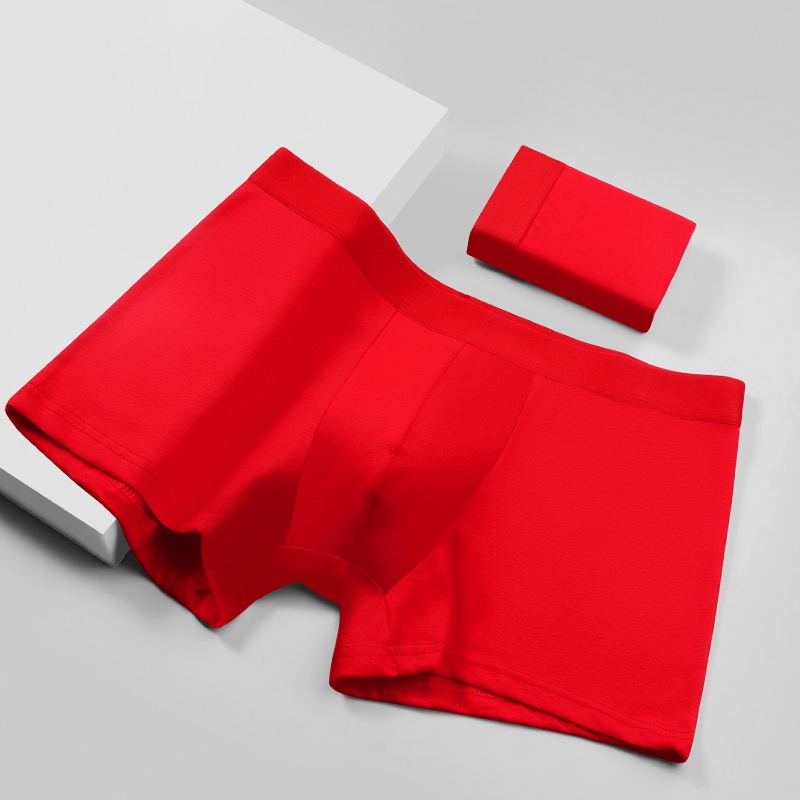 Men Underwear Pure Cotton Red Boxer Cotton Comfortable Breathable Boxer ...