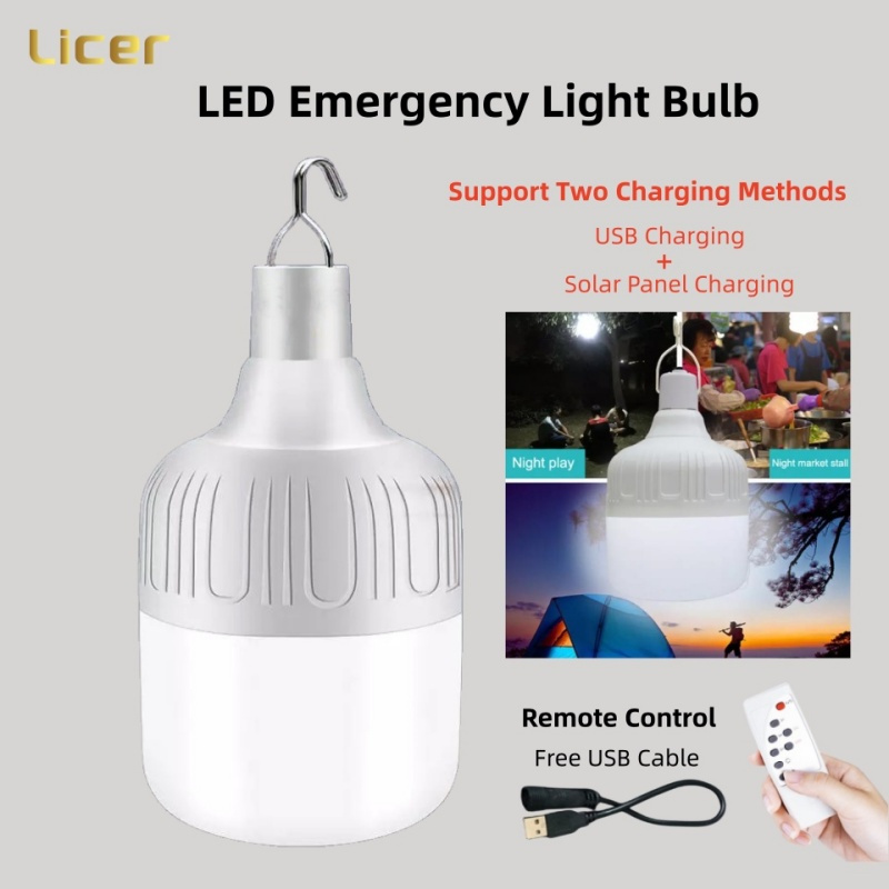 Licer LED Emergency Light Bulb Remote Control Dimming Waterproof ...