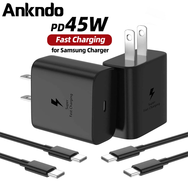 Ankndo 45W UK Plug Super Fast Charger PD Type C To Type C Cable For Samsung Galaxy S21 S20 A72 ...