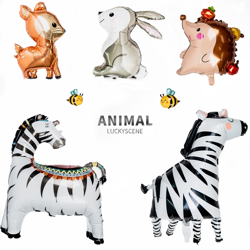 Jungle Baby Balloon Cute Hedgehog Piglet Mushroom Bee Zebra Cartoon ...
