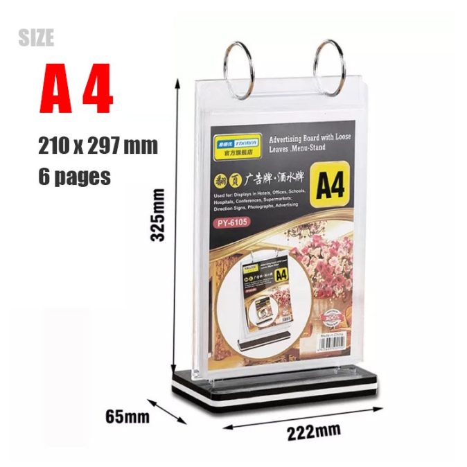 Clear Acrylic Product Information Display Board [A4] Vertical/T type 6 ...