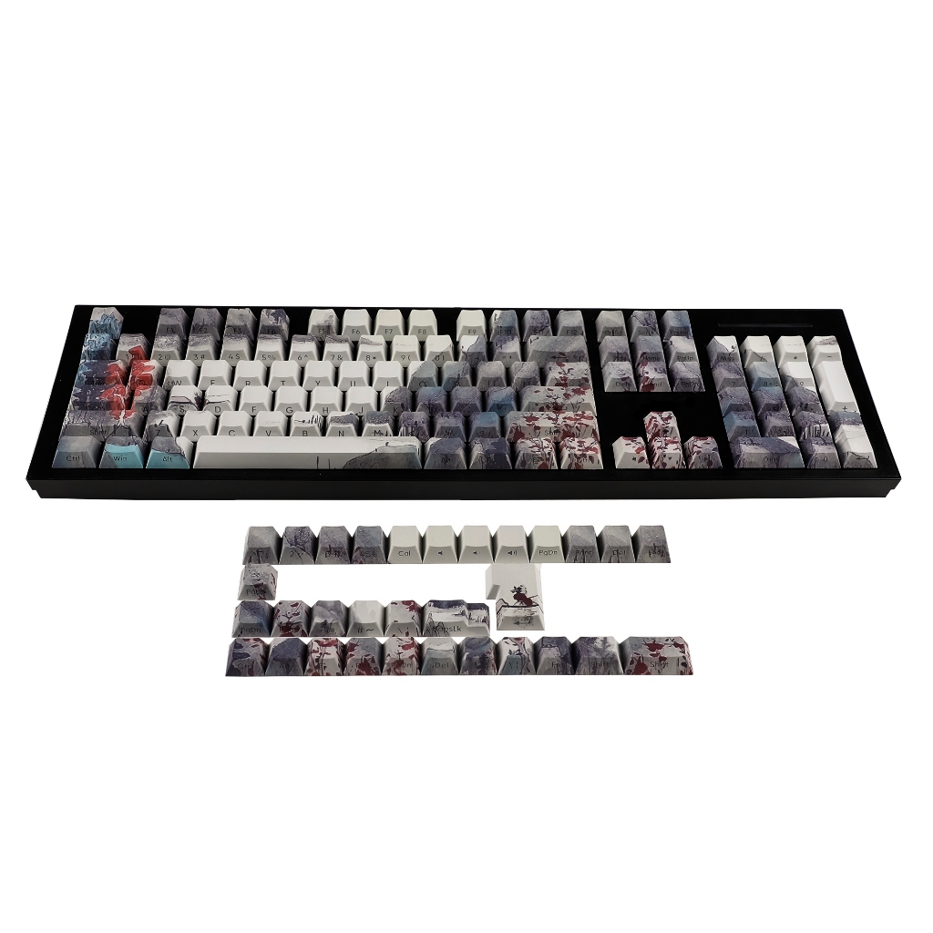 134 Keys Side-lit Shine Through Keycap ANSI ISO PBT Double Shot Cherry ...