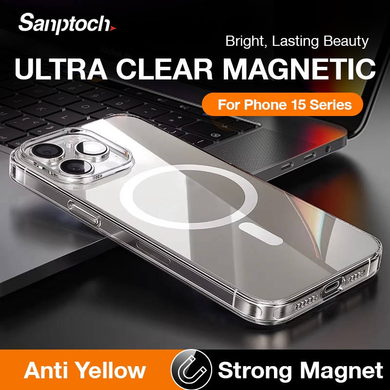 Sanptoch For Magnetic Crystal Clear Phone Case For iPhone 16 15 14 13 ...