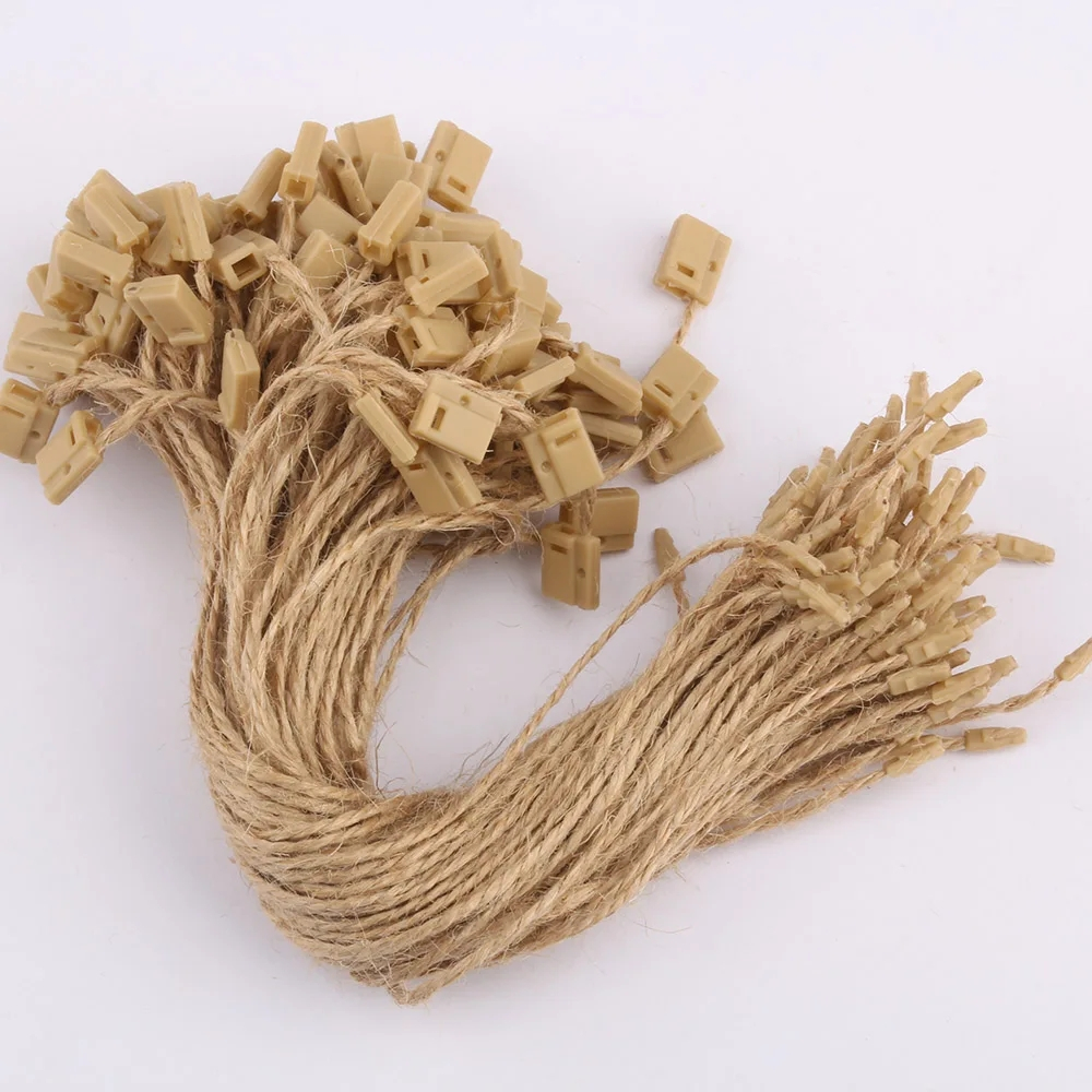 100 Pieces/Lot Jute Hemp Hang Tag String 7 inches Jute Hangtag String ...