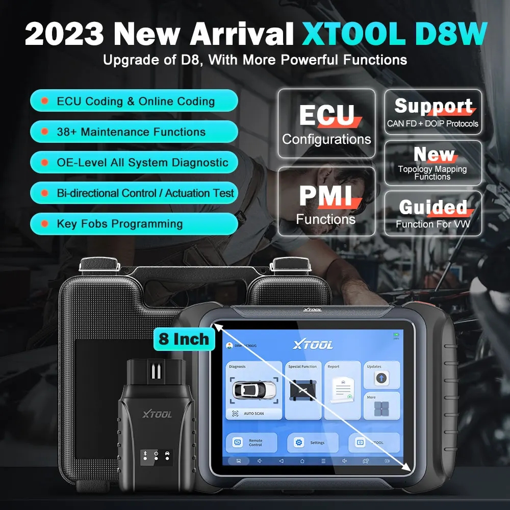 XTOOL D8 D8W WIFI Automotive Diagnostic Scan Tool ,CAN FD & DoIP, ECU ...